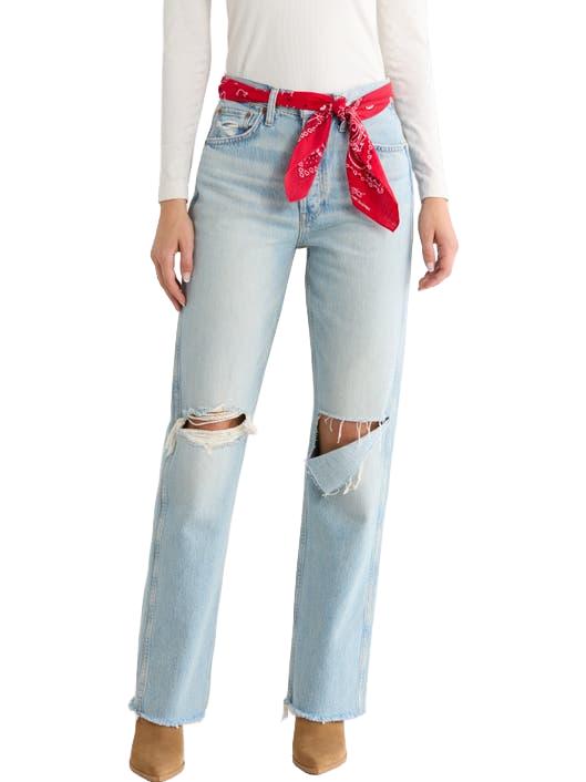 RE/DONE Re/Done High Waist Ripped Jeans with Bandana Belt